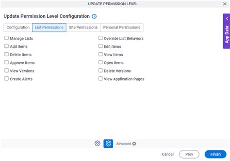 update permission level activity
