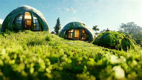 Futuristic Domed Houses Eco Glamping Green Grass Technology 22459067