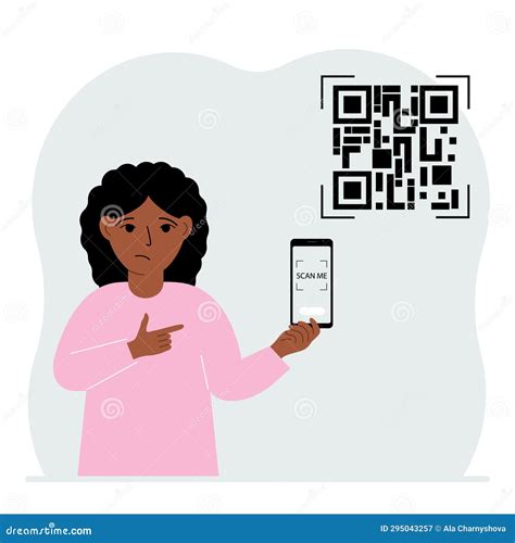 A Girl Qr Scan Mobile Illustration Concept Young Girl After Shopping