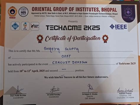 Techacme2k25 Circuitdesign Learningjourney Oist Techpassion Shreya Gupta