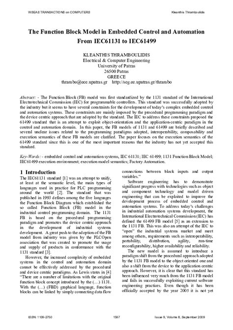 Pdf The Function Block Model In Embedded Control And Automation From