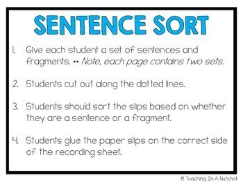 All About Sentences Sentence Vs Fragment Activities By The Buzz In Edu