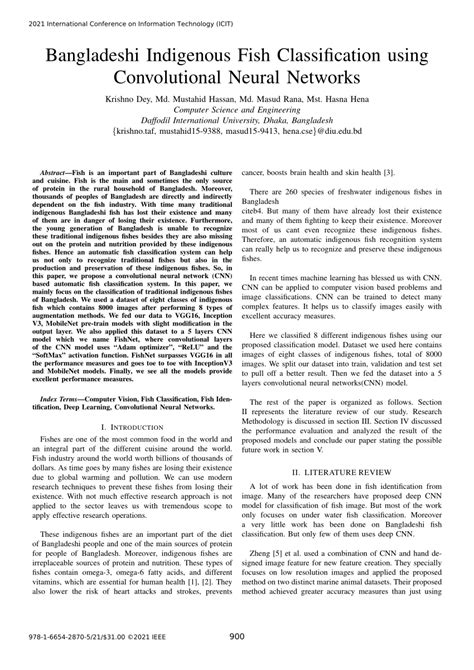 Pdf Bangladeshi Indigenous Fish Classification Using Convolutional Neural Networks