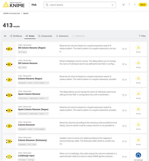 The Column Rename Node Isnt Showing Up In The Search Knime