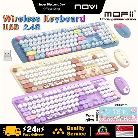 Sg Stock Mofii Wireless Keyboard Mouse Combo Vintage Round Keycaps Silent Keyboard Full Set With