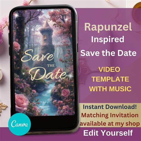Rapunzel Inspired Save The Date For A Quinceanera Or Sweet Sixteen