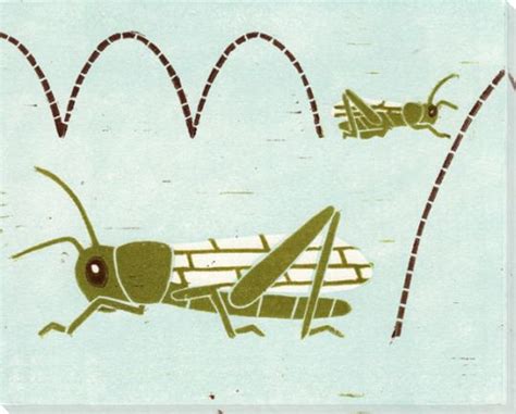 Grasshoppers Wrapped Canvas Giclee Art Print Wall Art Wall Decor