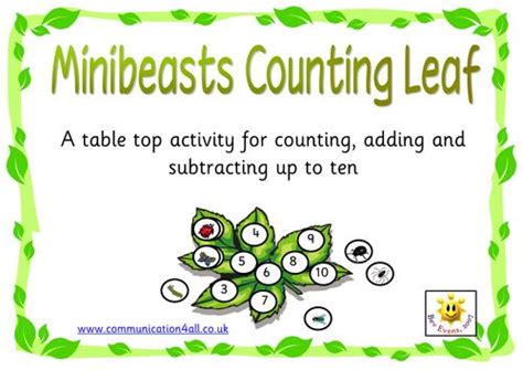 The Counting Leaf A Minibeast Themed Table Top Numeracy Activity