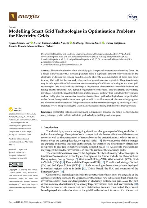 PDF Modelling Smart Grid Technologies In Optimisation Problems For Electricity Grids