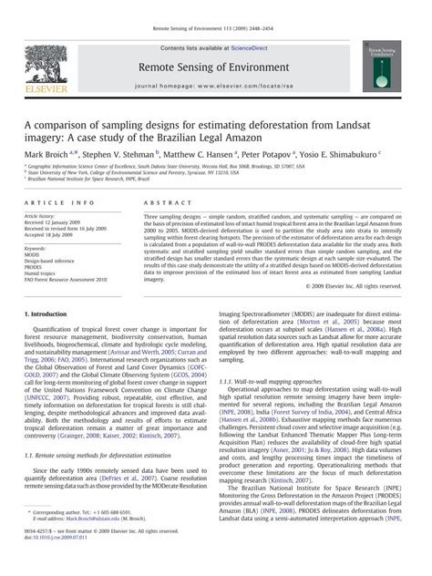 Pdf A Comparison Of Sampling Designs For Estimating Deforestation
