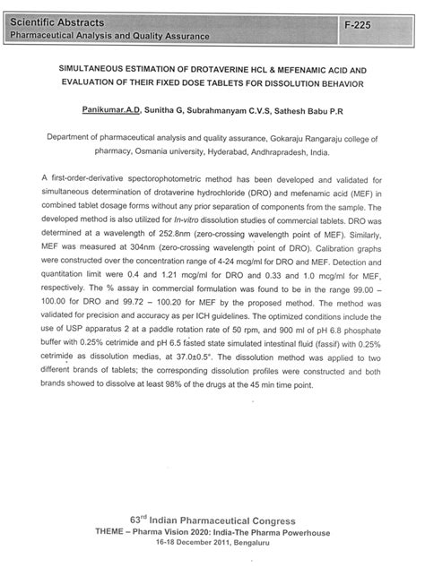 Pdf Simultaneous Estimation Of Drotaverine Hydrochloride And Mefenamic