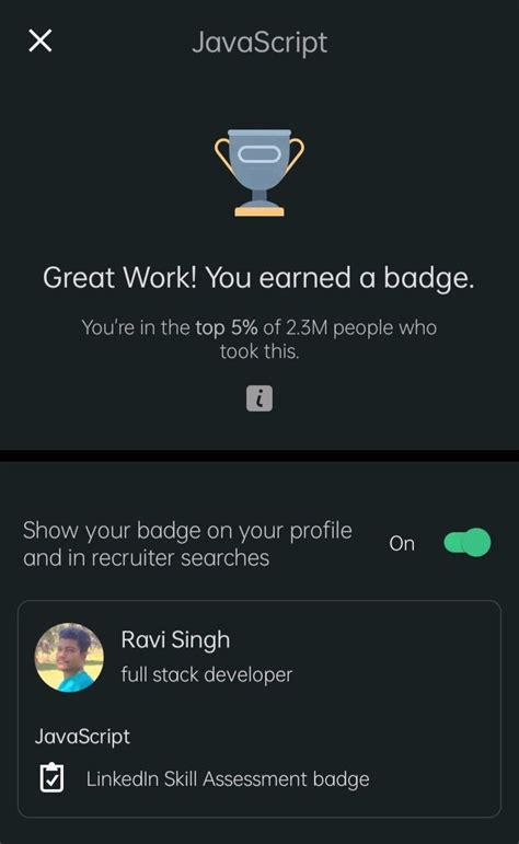 i just earned a badge of javascript ravi singh
