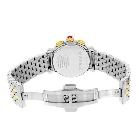 Michele Fluette White Dial Two Tone Steel 0 36 Carat Ladies Watch