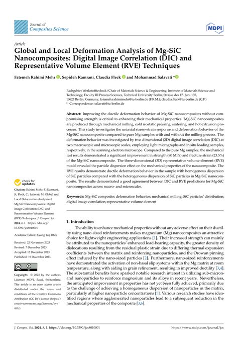 Pdf Global And Local Deformation Analysis Of Mg Sic Nanocomposites Digital Image Correlation