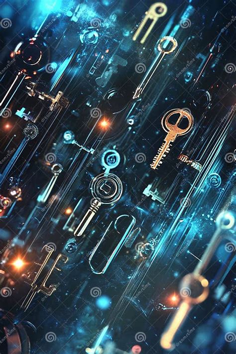 Quantum Encryption Keys Floating In Digital Space Stock Illustration Illustration Of