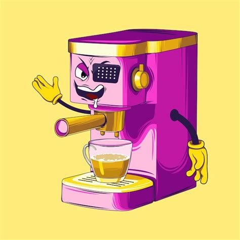 Premium Vector Coffee Maker Cartoon Character Espresso Coffee Maker