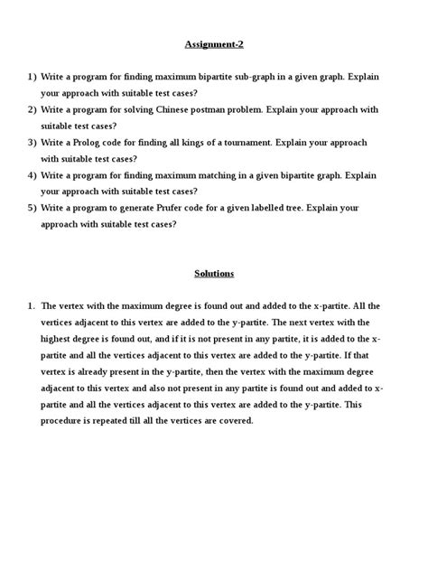 Assignment 2 Pdf Computational Problems Vertex Graph Theory
