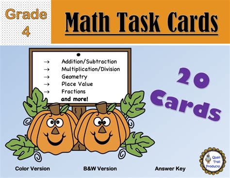 Grade 4 Pumpkin Math Task Cards Made By Teachers