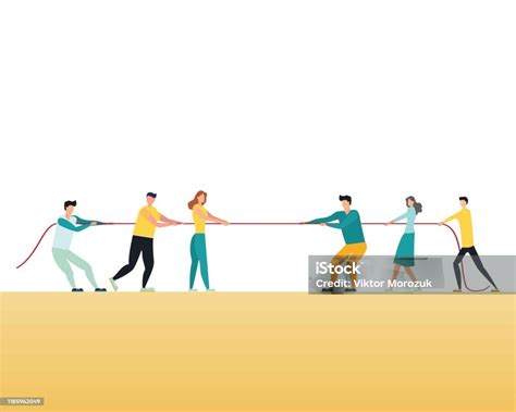 줄다리기 로프에서 팀과 비즈니스 경쟁 벡터 개념 경쟁 싸움 투쟁 리더십에 대한 도전의 상징 Eps10 일러스트레이션 개념에 대한 스톡 벡터 아트 및 기타 이미지 Istock