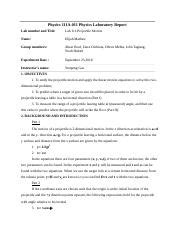 Physics Lab 111 Physics 111A 011 Physics Laboratory Report Lab Number