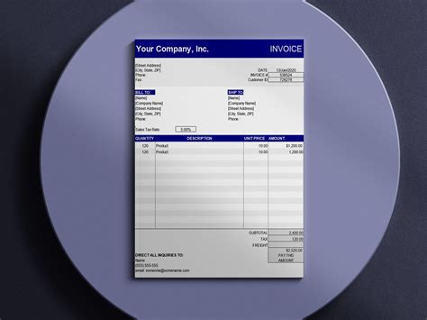 Excel Of Fresh Blue Invoice Chart Xls Wps Free Templates