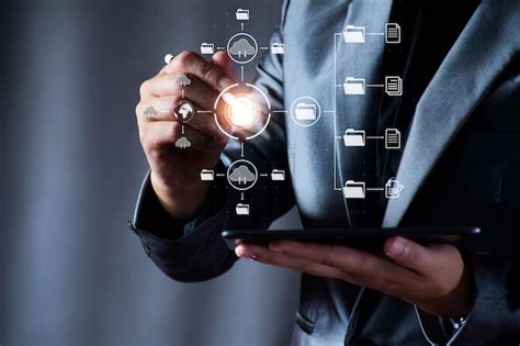 Premium Photo Digital File Management Concept Businessman Are Accessing Big Data Storage