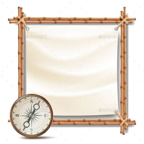 Bamboo Frame With Compass Vector Compass Vector Bamboo Frame Frame