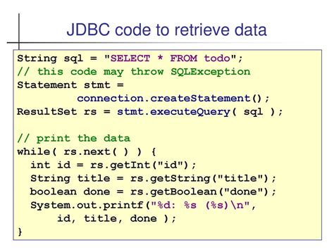 using a database with jdbc ppt download
