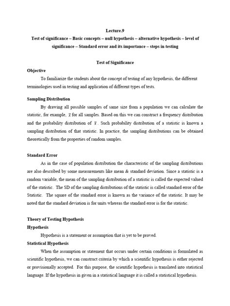 Lec09 Pdf Statistical Hypothesis Testing Type I And Type Ii Errors