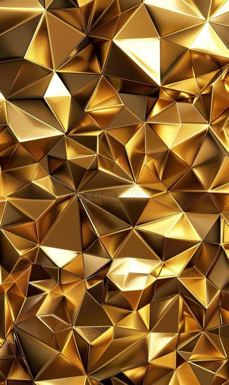A Close Up Of A Textured Surface With Reflective Golden Geometric Shapes Generate Ai Stock