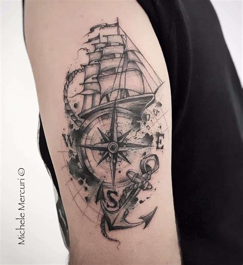 Nautical Compass Tattoo Chest