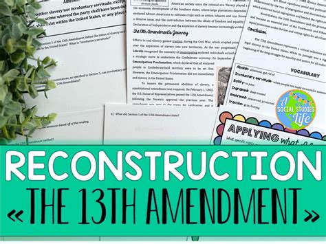 13th Amendment Reconstruction Teaching Resources