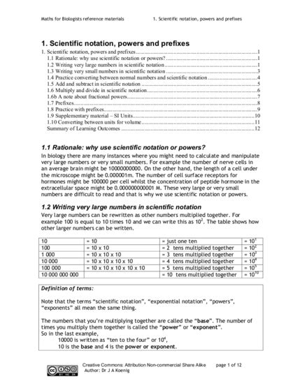 Scientific Notation Powers And Prefixes
