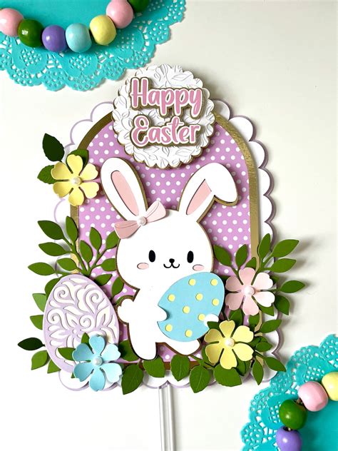 Bunny Easter Cake Topper 1st Birthday Party Easter Party Decoration