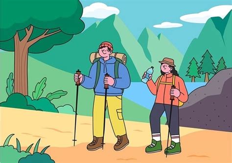 등산을 즐기는 커플 벡터 유토이미지 상세페이지 베이직샵 일러스트 22298168