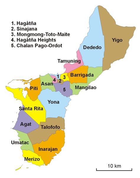 Map Of Guam Organized Territory Of The United States In Micronesia