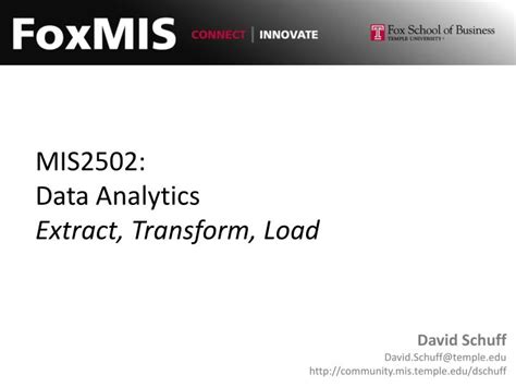 Ppt Mis2502 Data Analytics Extract Transform Load Powerpoint Presentation Id1664567