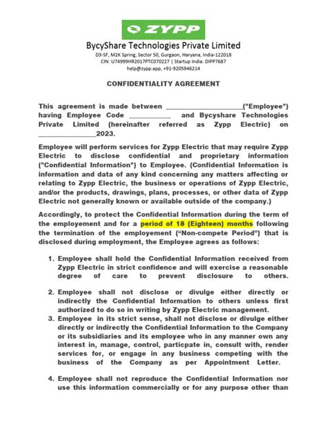 Standard Confidentiality Agreement Pdf Employment Confidentiality