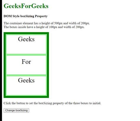 Html Dom Style Boxsizing Property Geeksforgeeks