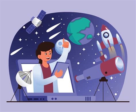 Astrophysicist Explaining Astrophysics Online Vector Art And Graphics