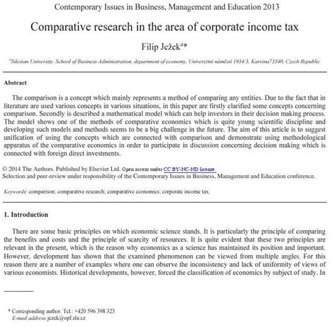 Comparative Research In The Area Of Corporate Income Taxword文档在线阅读与下载无忧文档