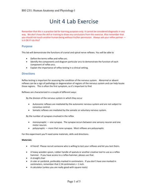 Human Anatomy And Physiology Reflex Lab Exercise