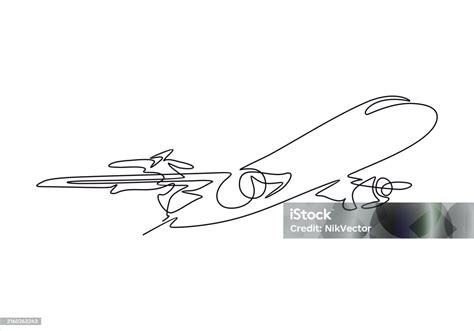 한 줄로 그리는 비행기 차량 개념입니다 연속 선 그리기 디자인 그래픽 벡터 일러스트 레이 션입니다 관광에 대한 스톡 벡터 아트 및 기타 이미지 Istock