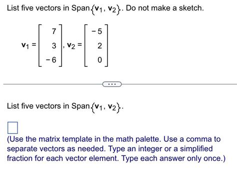 Solved List Five Vectors In Span V V Do Not Make A Chegg Com
