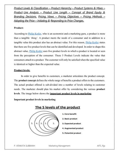 Product Levels Classification Product Mix And Pricing Stratagies Pdf