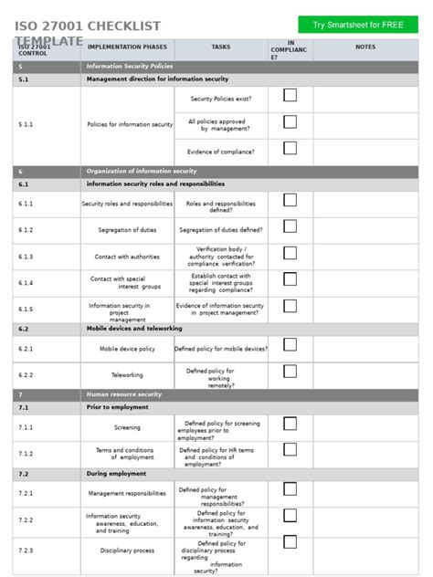 Ic Iso 27001 Checklist 10838 Pdf Pdf Information Security Access Control