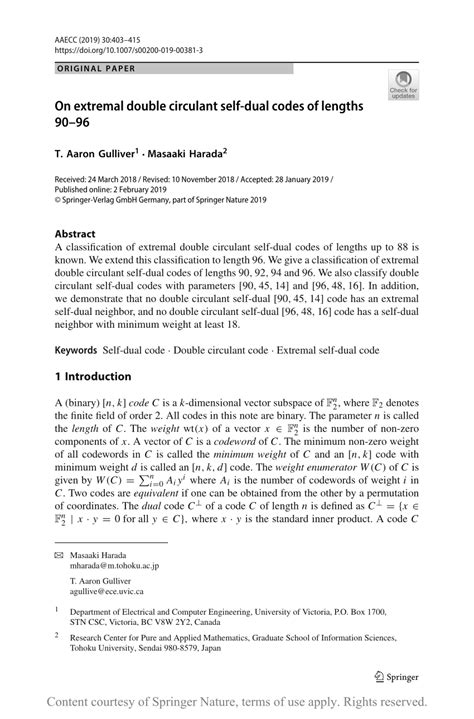 On Extremal Double Circulant Self Dual Codes Of Lengths 90 96 Request Pdf