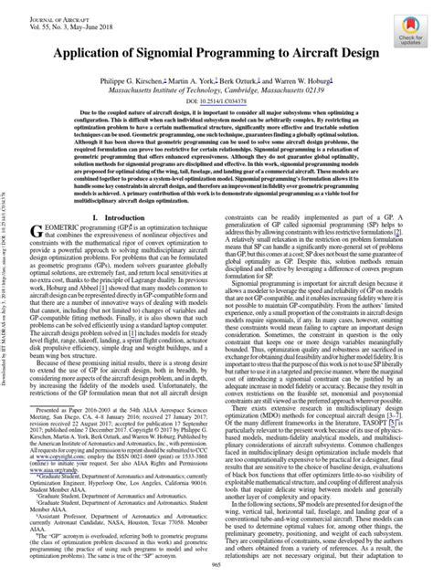 Application Of Signomial Programming To Aircraft Design Pdf Mathematical Optimization