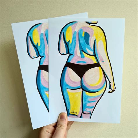 Colourful Nude Booty Print Curvy Woman Art Body Positive Etsy
