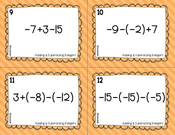 Adding And Subtracting Integers Task Cards By Dare To Math TpT